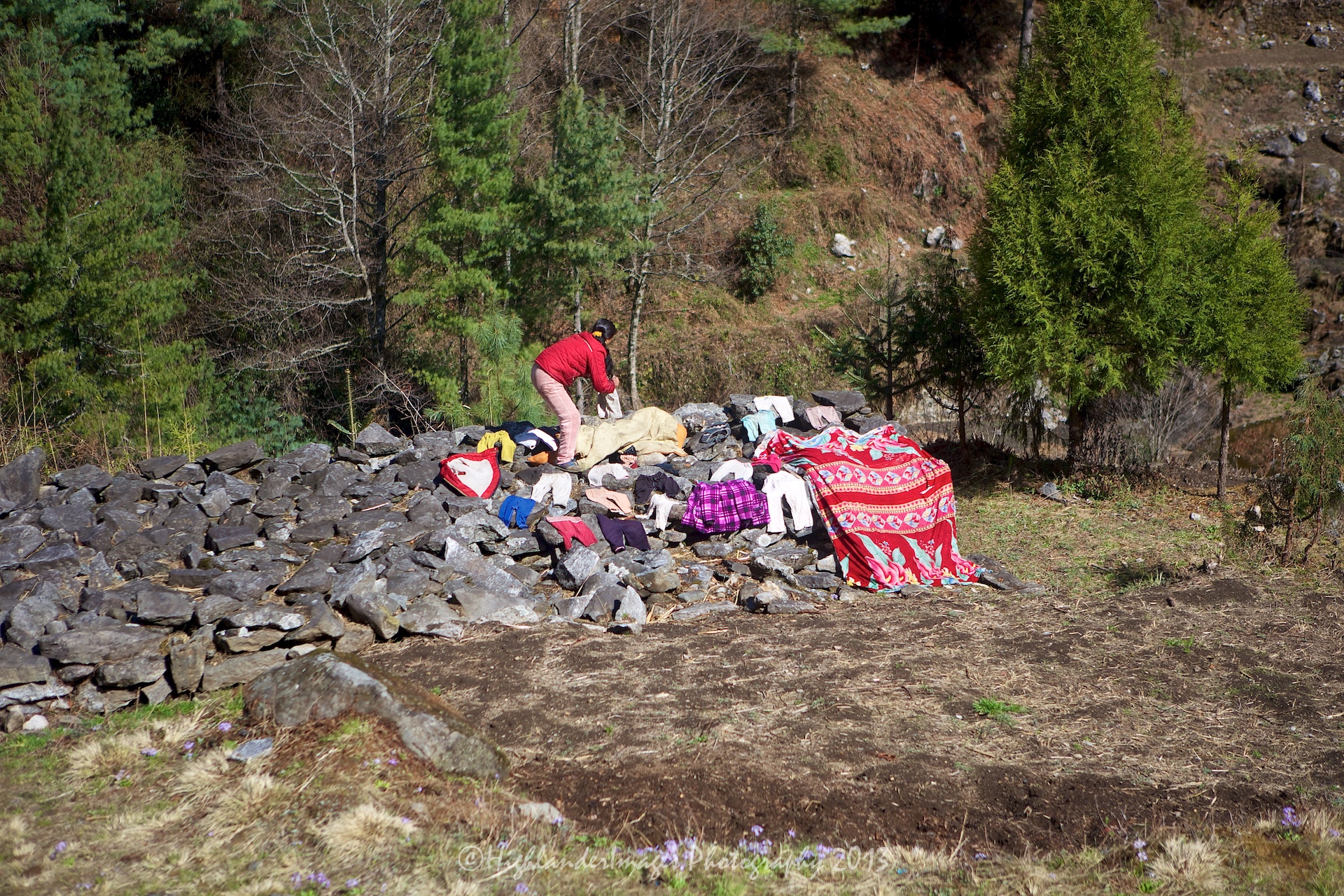 Drying clothes on rocks between Phakding and Lukla. – highlanderimages ...